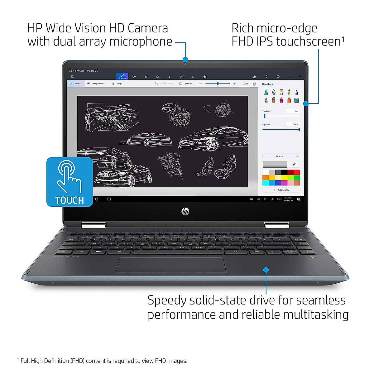 HP Pavilion 14" FHD IPS Touch Screen Student and Family Laptop, Intel Core i5-1035G1, WiFi 6, Google Classroom, 32GB DDR4 RAM, 1024GB SSD, Bundle with Stylus Pen, Windows 10, Cloud Blue