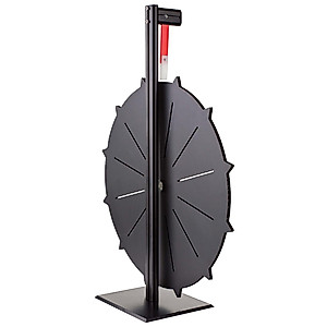 Displays2go Prize Wheel for Tabletop Use with 12 Prize Slots, 27" Glossy Black Write-on Surface Works with Wet-Erase and Liquid Chalk Markers (Not Included), Plastic Flapper, Black Aluminum Stand