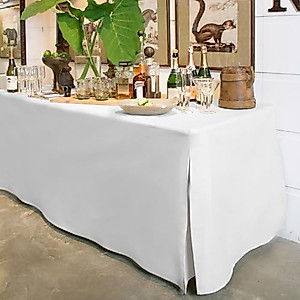 Tablevogue 1C22259 Machine Washable Microfiber Solid Fitted Rectangular 72-inch x 30-inch Tablecloth for Events 6-feet, White