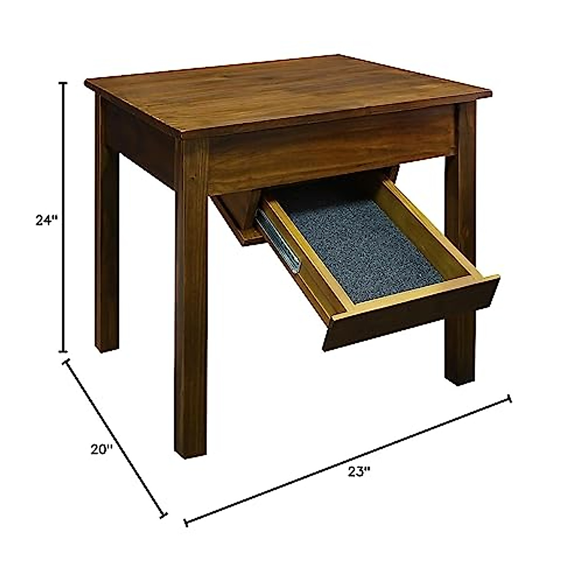 Casual Home Kennedy End Table Drawer, Concealment Furniture, Warm Brown