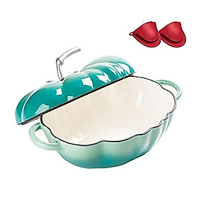 MYYINGBIN Cast Iron Enamel Casserole Stew Pot with Lid Anti-Scalding Silicone Gloves, Non-Stick Pan with Tough Coating, Best Gifts for Family, 3