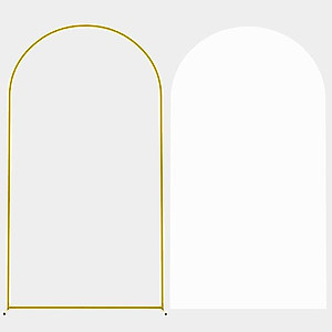 Gold Arch Backdrop Stand and White Weding Arch Cover Bundle 6FT