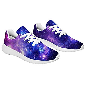 lodaden Blue Purple Galaxy Shoes for Women Men, 3D Print Universe Galaxy Nebula Sneakers Tennis Walking Shoes Gifts for Friends,US Size 10.5