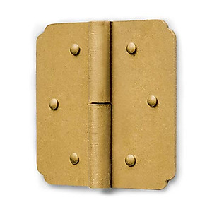 Hardware Philosophy Rounded Corner Brass Hinge 1.77 Inches - Set of 2 - Architectural, Interior Design, Doors, Furniture Cabinet Customization Hardware