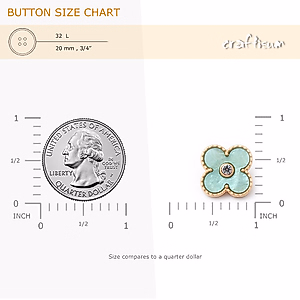 Craftisum Green Resin Metal Base Four Leaf Clover Sewing Shank Buttons 20 Pcs - 20mm, 3/4"