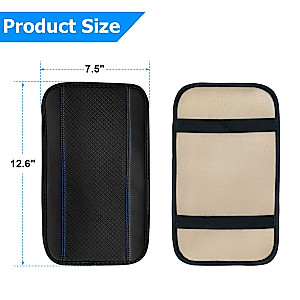8sanlione Car Armrest Storage Box Mat, Fiber Leather Car Center Console Cover, Car Armrest Seat Box Cover Accessories Interior Protection for Most Vehicle, SUV, Truck, Car (Black/Blue)