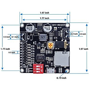 20W Voice Playback Module, PEMENOL DC 6-35V Sound Board USB Downloadable Music Player 24-bit DAC Output MP3 WAV Support TF Card 32GB Max for Broadcast Device DIY Valentine's Day Gift