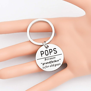 TIIMG Pops Keychain Grandfather Gift Grandpa Birthday Gift Grandfather Gift from Grandkids (Pops old guys)