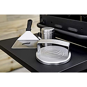 Blackstone 5024 Professional Hamburger Tool Kit with Stainless Steel Metal Burger Patty Press, Spice Dredge Shaker & Burger Spatula BBQ Grilling Accessories, Black