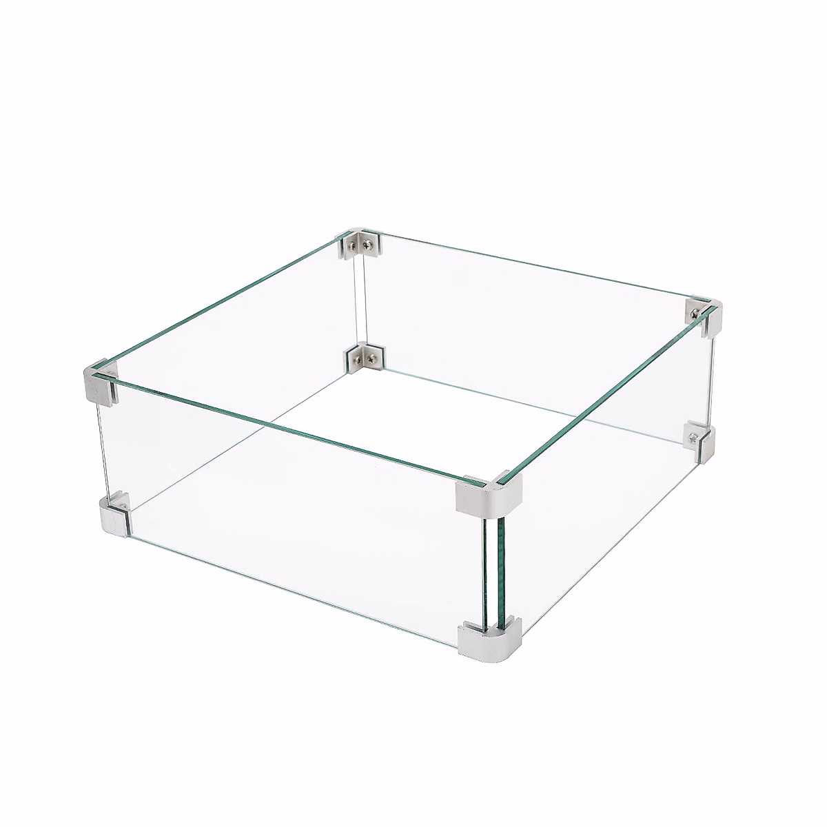 SUNBURY Glass Wind Guard Fence, 14 x 14 Inch Square Fire Table Accessory Shield