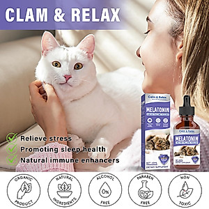 Atrilly Cat Melatonin, Melatonin for Cats, Natural Cat Calming Drops, Anxiety & Stress Relief, Promote Relaxation & Deep Sleep for Cat & Dog, 60ml, Purple