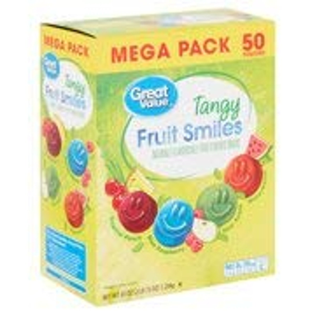 Great Value Tangy Fruit Smiles, 45 Oz - 50 Pouches (Pack of 3)