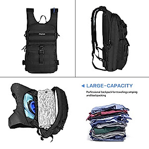 MOSISO Tactical Hydration Pack Backpack, Lightweight Military Daypack Water Backpack Rucksack Bladder Bag with 3L Water Bladder for Outdoor Sports, Hiking,Climbing,Running,Cycling,Biking, Black