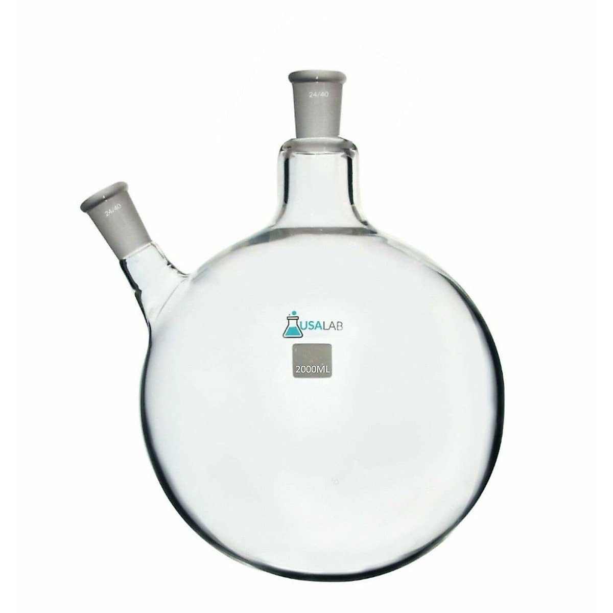 2L Round Bottom Receiving Flask - 2 Neck 24/40 2000ML - USAlab