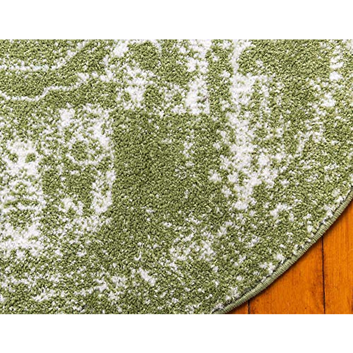 Unique Loom Bromley Collection Area Rug - Wells (3' Round, Green/ Ivory)