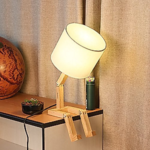 HAITRAL Cute Desk Lamp - Creative Table Lamp With Wood Base Changeable Shape Desk Lamp for Bedroom, Study, Office, Kids Room