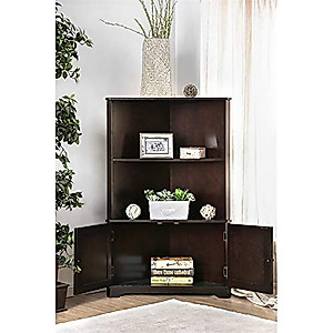 Furniture of America Cassidy Wood Multi-Storage Corner Bookshelf in Espresso