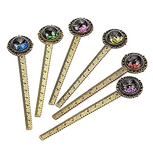 BTSKY 6PCS Retro Metal Bookmark Ruler Bronze Book Mark with Dried Flower Practical Book Page Marker Tool for Library School Book Club, Ideal Gifts for Girls Women Book Lovers Reading (Gypsophila)