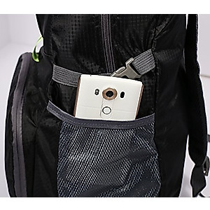 Alley-Pak lightweight travel hiking waterproof daypack 35L with reflector black backpack