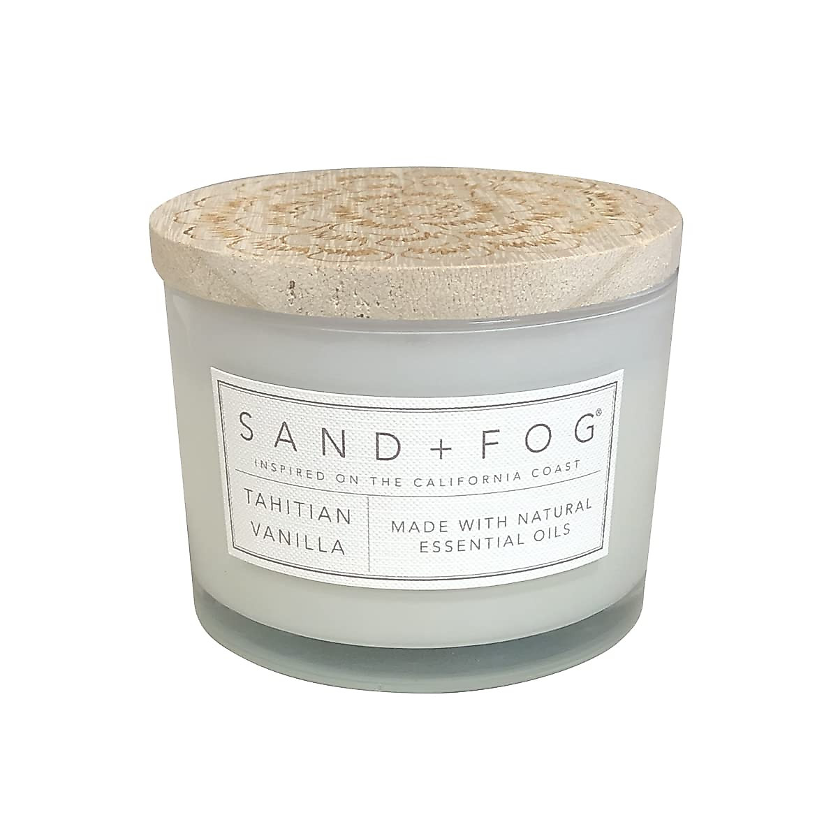 Sand + Fog Scented Candle - Tahitian Vanilla – Additional Scents and Sizes – 100% Cotton Lead-Free Wick - Luxury Air Freshening Jar Candles - Perfect Home Decor – 12oz