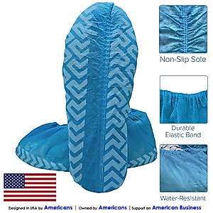 Innovative Haus Premium Thick Disposable Boot & Shoe Covers | Durable, Non-Slip, Treads, Water Resistant, Non-Toxic, 100% Latex Free | Stronger than Competitor-40 grams |100-Pack Blue| (Extra Large)