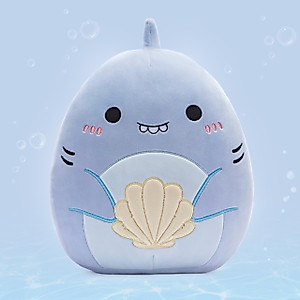 PLAYNICS Large Shark Plush Pillow Stuffed Animal Toy,Big Size Cute Soft 14" Fat Kawaii Hugging Pillows Cuddle Huggable Plushie,Gift for Children