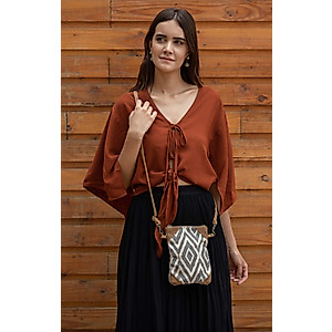 Myra Bag Gladden Upcycled Canvas Crossbody Bag S-1357, Brown, One Size