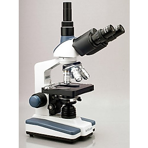 AmScope T120B Professional Siedentopf Trinocular Compound Microscope, 40X-2000X Magnification, WF10x and WF20x Eyepieces, Brightfield, LED Illumination, Abbe Condenser with Iris Diaphragm, Double-Layer Mechanical Stage, 100-240VAC
