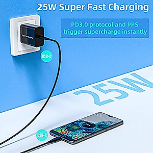 25W USB C Charger and Cable for Samsung Galaxy S23/S23 Plus/S21/S21 Plus/S22 Ultra/S20 FE Note 10 20 A53 A52 5G,A51 Z Flip 3 4/Z Fold 3,Pixel 6 Pro 4A 5 XL,Super Fast Charging Block Wall Power Adapter