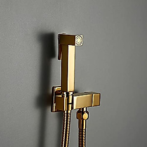 MINJING Bidet Sprayer for Toilet, Baby Cloth Diaper Sprayer, Brass Handheld Bidet Attachment for Personal Hygiene, Pet Shower, Wall Mount Bidet Faucet Gold
