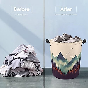 Laundry Hamper Landscape Mountain Freestanding Laundry Basket Thickened Waterproof Collapsible Clothes Hamper Storage for Clothes Toys Dorm And Family