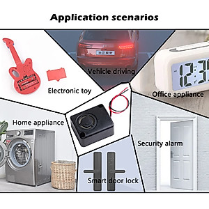 Wishiot 12V DC Black Mini Piezo Alarm Siren 110dB Insurance Safes Anti-Theft Alarm High-Decibel Buzzer for Car（Pack of 5）