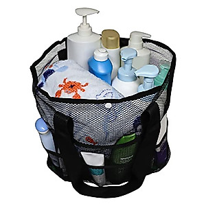 iMeistek Mesh Shower Bag, Mesh Shower Caddy Portable, Quick-Drying Hanging Toiletry and Bathroom Organizer for College Dorms, Bathrooms, Gym, Camping, Travel (Black)