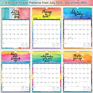 Calendar 2025-2026 - Wall Calendar 2025-2026, July 2025 - December 2026, 18 Monthly with Thick Paper, 12" x 17", Large Blocks with Julian Dates, Twin-Wire Binding, Hanging Hole