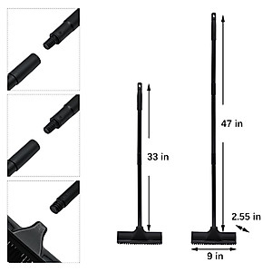 Push Broom Outdoor- Heavy Duty Broom, Stiff Bristles Floor Scrub Brush with 49" Long Handle for Deck Driveway Garage Yard Patio Warehouse Concrete Wood Stone Kitchen Tile Indoor Floor Cleaning (Black)