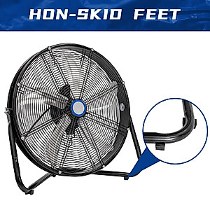 HICFM 4600 CFM 20 inch Heavy Duty Shroud Fan with Barrel and Powerful 1/5 HP Motor, High Velocity Air Circulator for Workshop, Garage, Commercial or Industrial rooms - UL Safety Listed