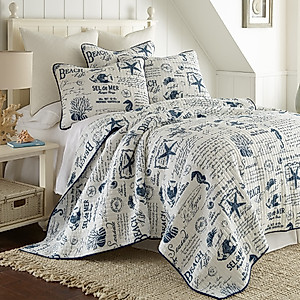 Levtex Home Beach Life King Cotton Quilt Set Navy Coastal