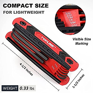 Topline 9-Piece Standard and Metric Hex Key Set, Black, Rubber and Steel