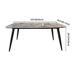 LITFAD Contemporary Dining Set with Sintered Stone Dining Table and Cushioned Chairs Modern Kitchen Table with 6 Dining Chairs for Home Restaurant - 63" L x 35.4" W x 29.5" H 7 Piece Set