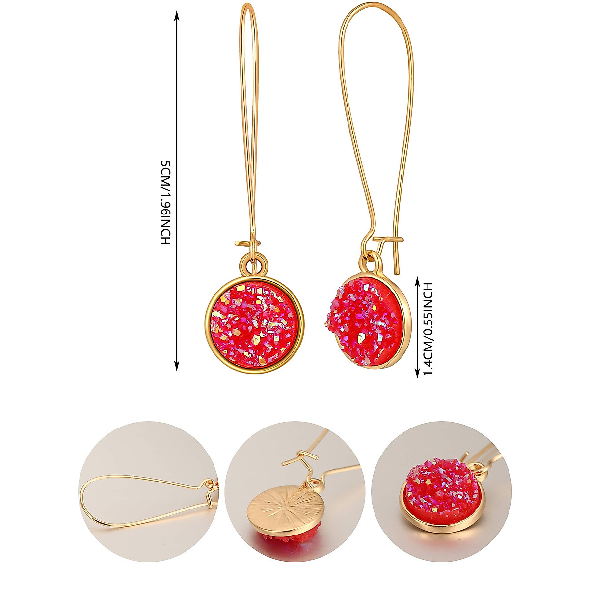 9 Pairs Faux Druzy Drop Earrings Rainbow Crystal Pendant Earrings Colorful Stainless Steel Dangle Earrings for Women