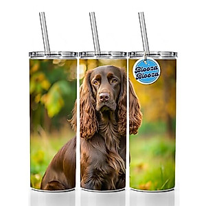 Field Spaniel Dog Photo Skinny Tumbler 20oz with Straw Insulated Water Bottle Gift