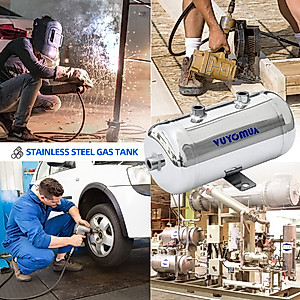 VUYOMUA 0.5Gallon 304 Stainless Steel High Pressure Mini Small Portable Air Tank Air Reservoir Water Storage Tank (2L-SG)