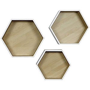 Sorbus® Floating Shelf Hexagon Set — Honeycomb Wall Mounted Shelves, Decorative Hanging Display for Collectibles, Photos Frames, Plants, and More (Set of 3 – White)