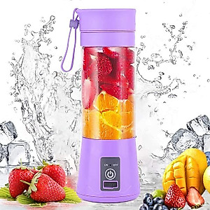 Portable Blender Smoothies Personal Blender Mini Shakes Juicer 380 ml Cup USB Rechargeable (Purple)