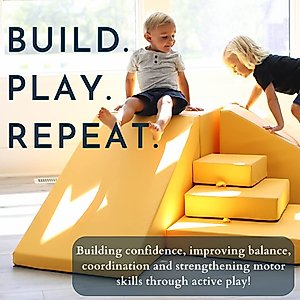 foamnasium Large Block, Indoor Foam Playset, Soft Toddler and Active Kids Play Foam Block for Crawling, Climbing, and Jumping, Made in The US, Pink