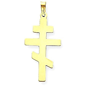 IceCarats 14K Yellow Gold Eastern Orthodox Holy Cross Necklace Religious Pendant Jesus Christ Charm 38mm x 19mm Only