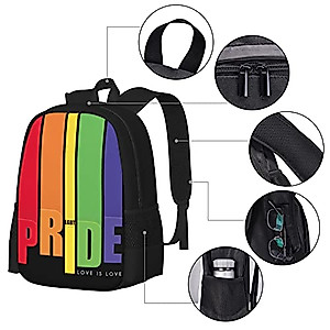 ALIFAFA Lightweight Gay Pride Rainbow Bisexual LGBT School Bag Casual Daypack College Laptop Backpack for Men Women Water Resistant Travel Rucksack for Sports High School Middle Bookbags, 17 Inch