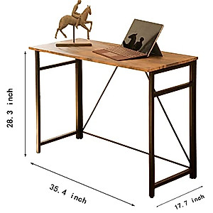 aboxoo Folding Computer Desk 36 inches Industrial Style Foldable Laptop Table Modern Simple No Assembly Study Home Office Notebook Minimalist Multi-Functional Workstation for Bedroom Kitchen