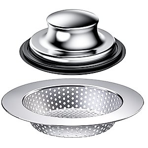 Huntonry 2PCS Kitchen Sink Stopper and Kitchen Sink Drain Strainer, Drain Catcher and Drain Cover for Kitchen Sink, Drainer for Standard 3-1/2 Inch Garbage Disposal Sink Drain