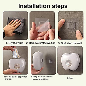 2023 Plastic Wrap Storage Box with 100 Cling Bags, Fresh Keeping Bag Storage Box, Wall-mounted Non-perforated Dust Box, Apple Shaped Removable Cling Film Shower Cap Kitchen Bathroom Dispenser (Green)